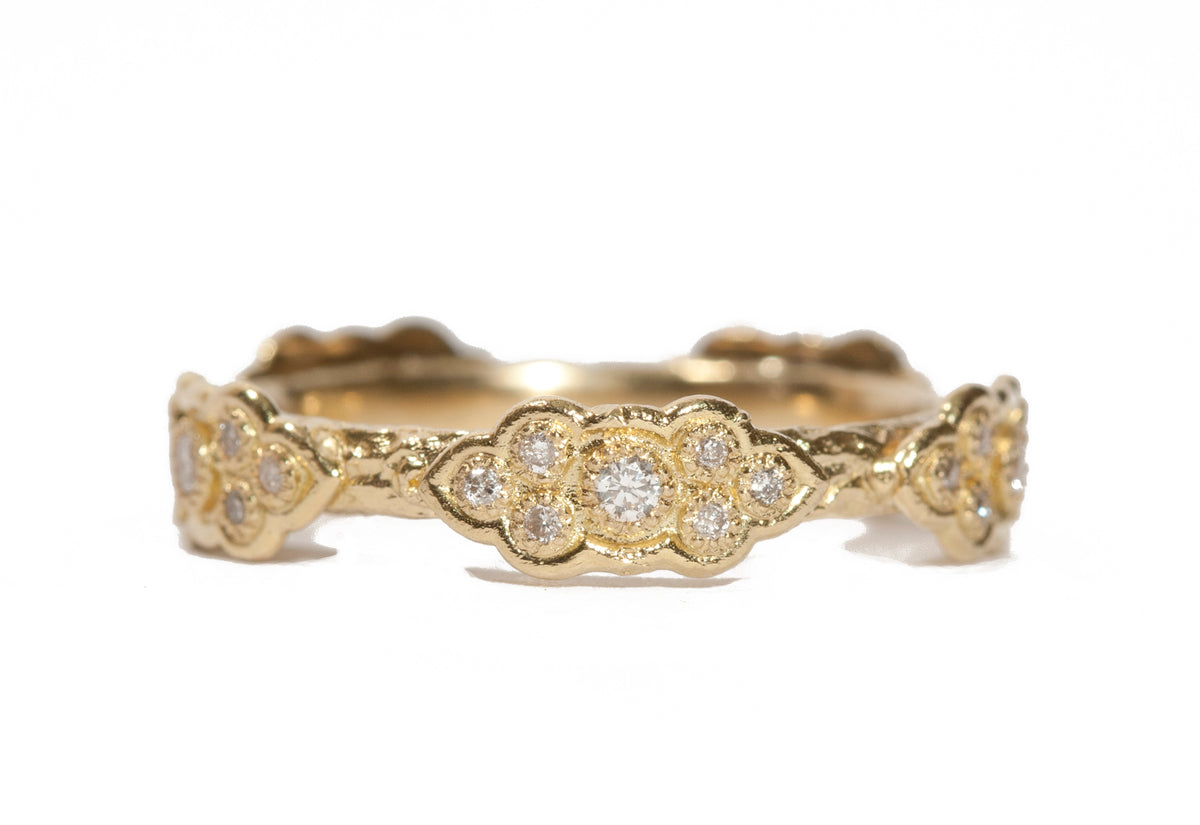 Pave Scroll Station Stack Band Ring – Armenta Collection