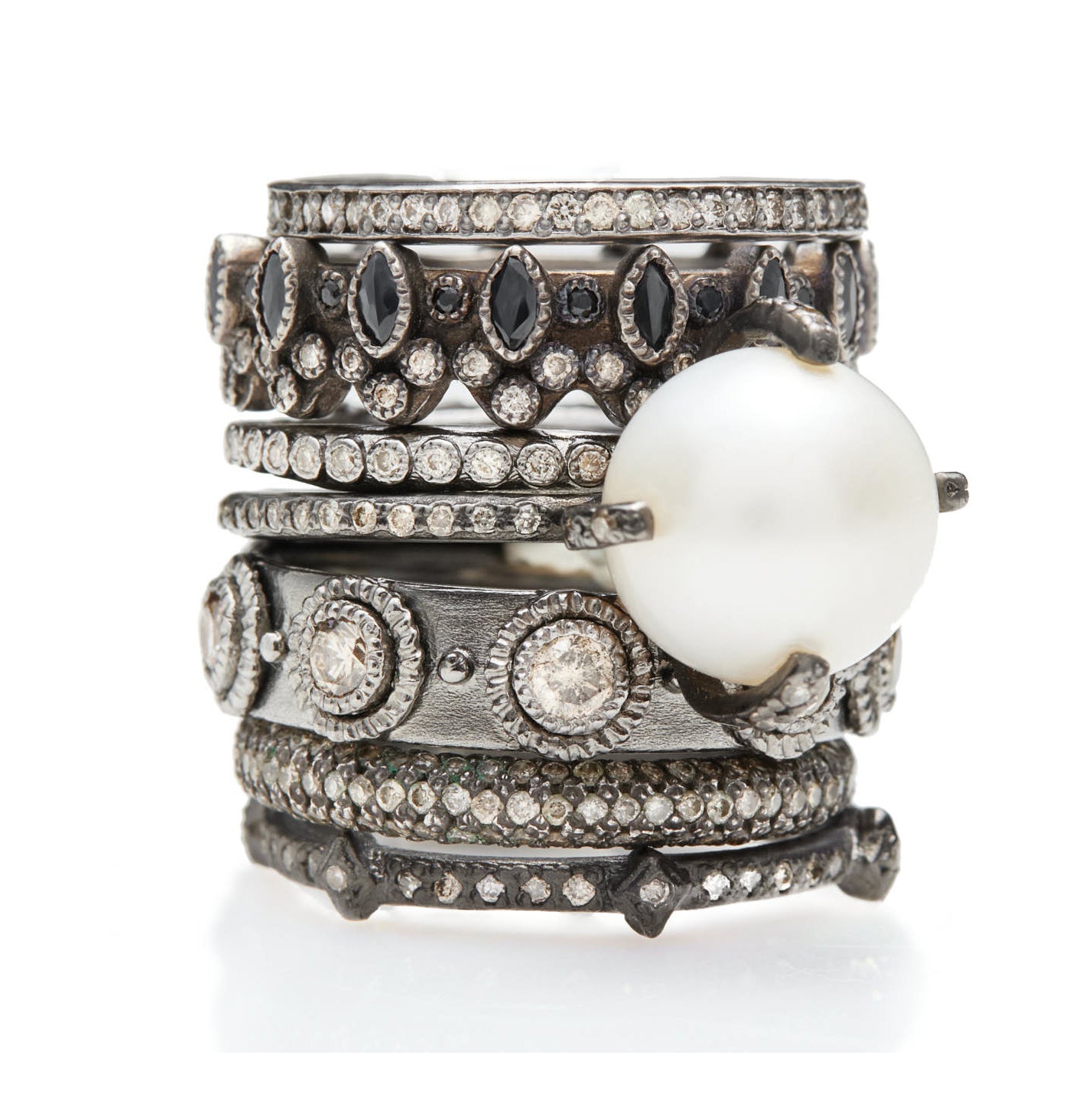 Blue and Black Ring Stack Fall 2021 – Armenta Collection