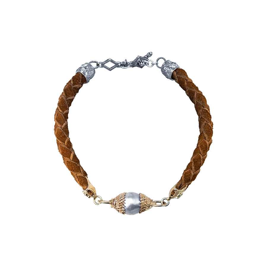TAHITIAN PEARL BROWN LEATHER BRACELET – Armenta Collection