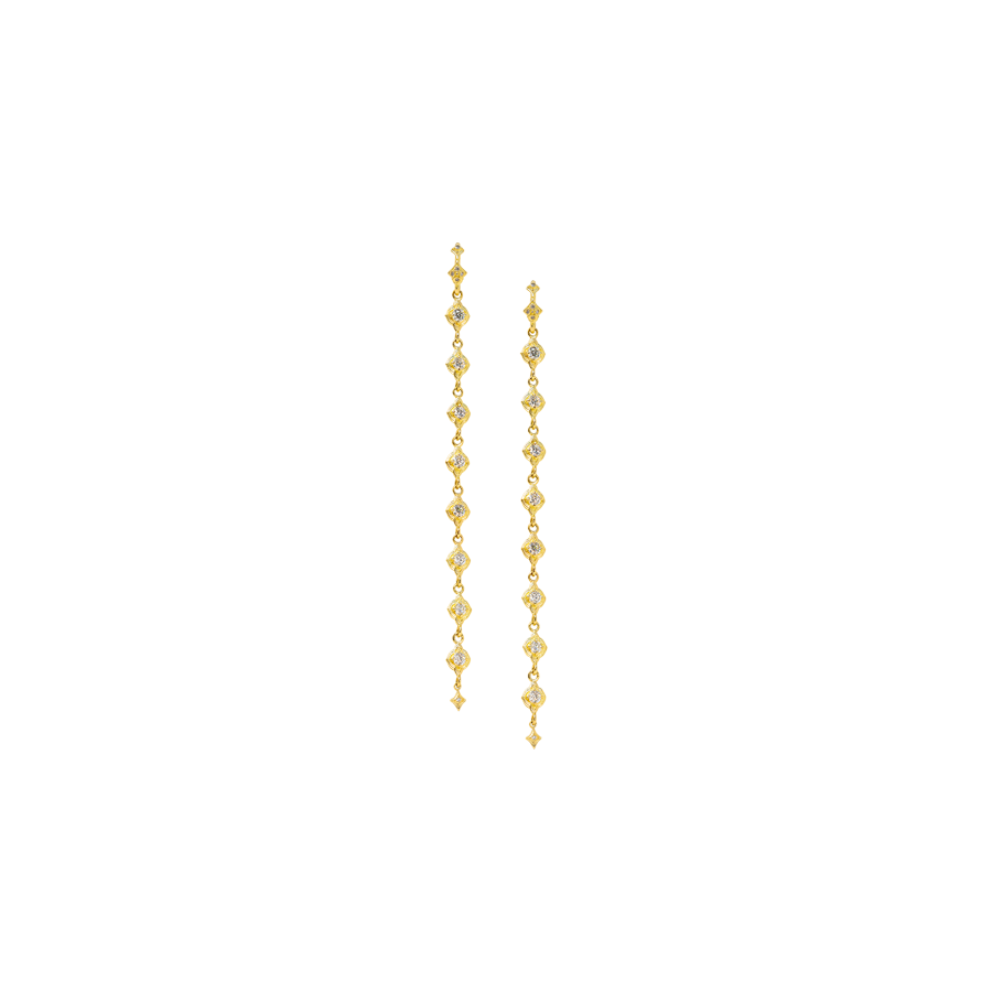 WHITE DIAMOND SCROLL EXTRA LONG DROP EARRINGS – Armenta Collection