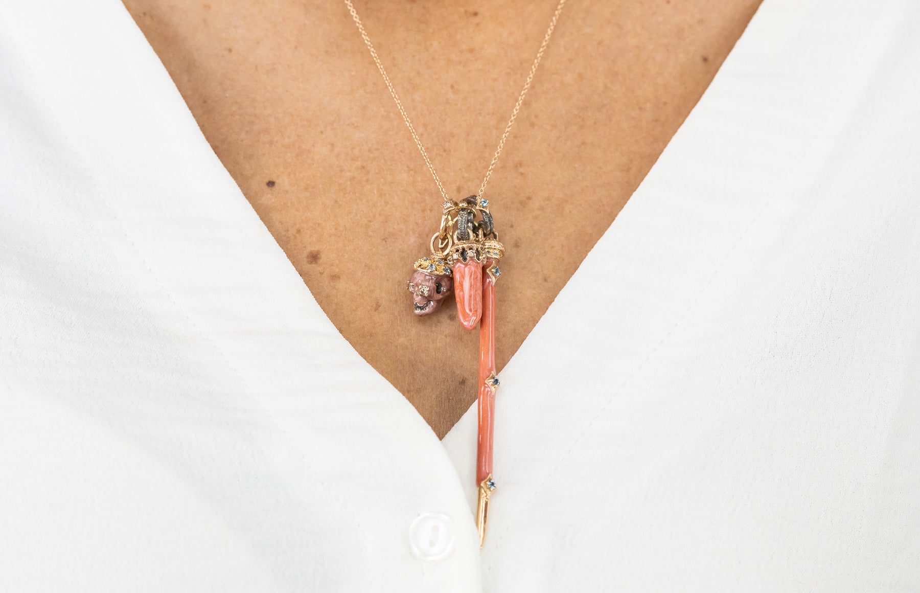 22MM DUSTY ROSE SKULL ENAMEL ENHANCER – Armenta Collection