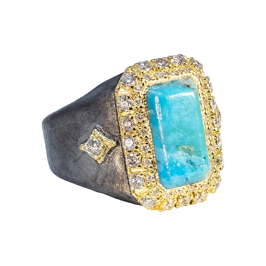 15X9 BLUE TURQUOISE SIGNET RING – Armenta Collection
