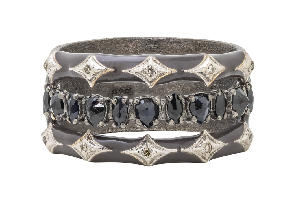 DOUBLE CRIVELLI ENAMEL WITH SAPPHIRE RING – Armenta Collection