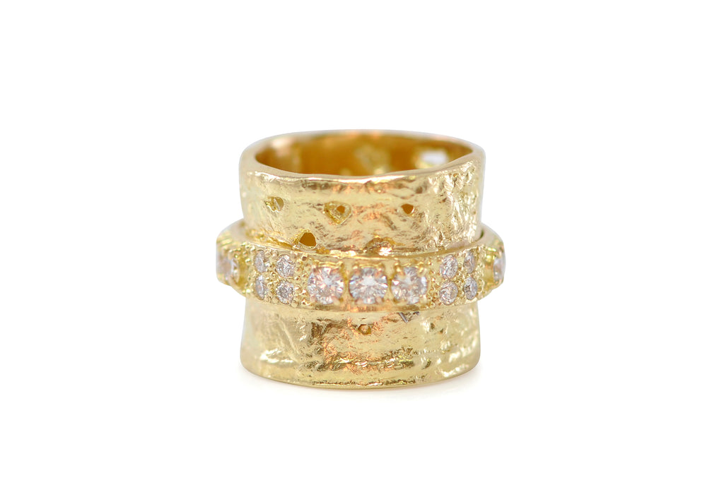 Yellow Gold Artifact Band Ring – Armenta Collection