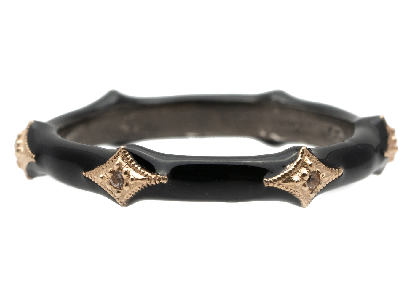 BLACK ENAMEL STACK BAND RING – Armenta Collection